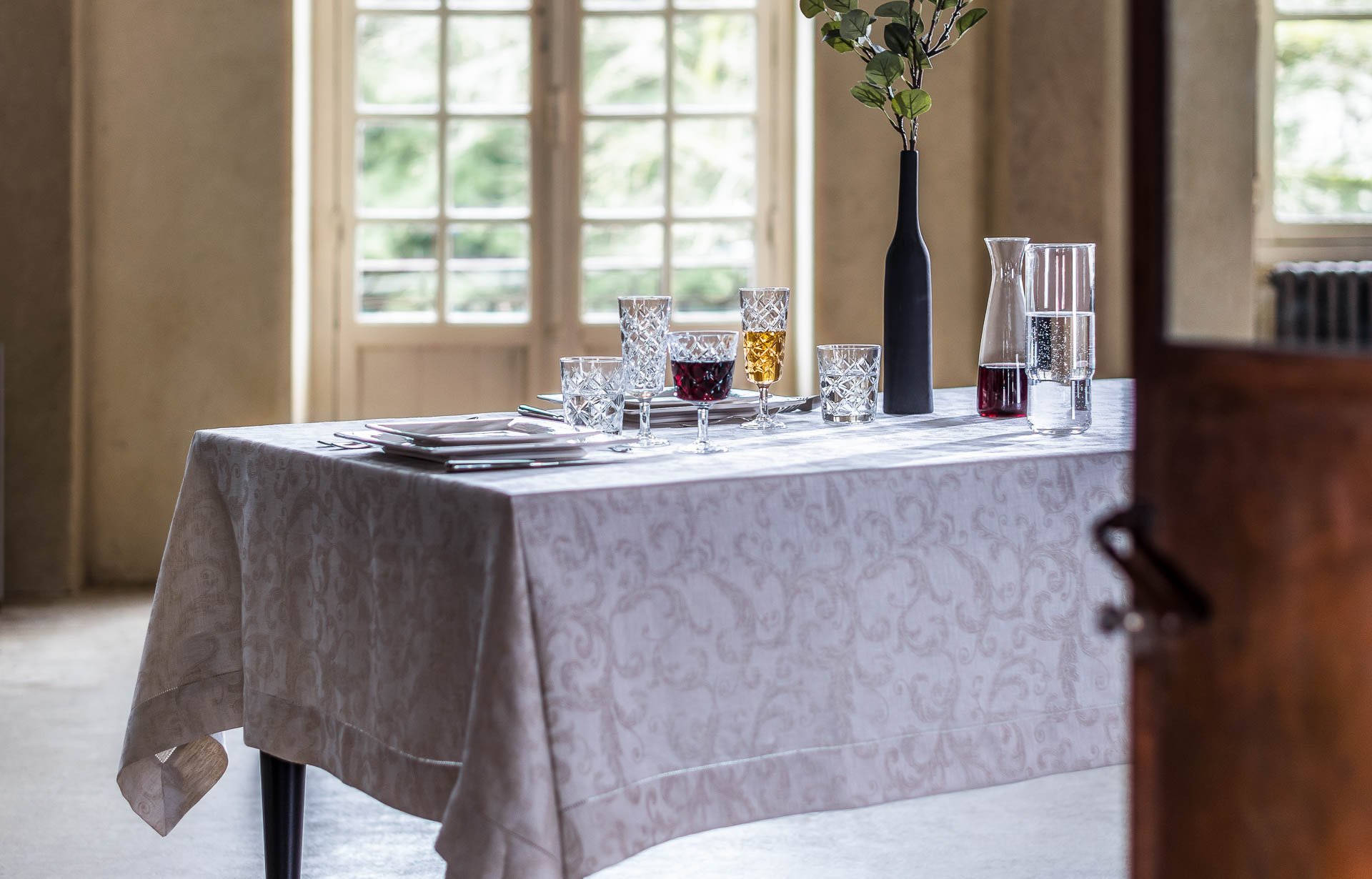 Linge de table luxe uni ou damassé Aldabra - Aigredoux